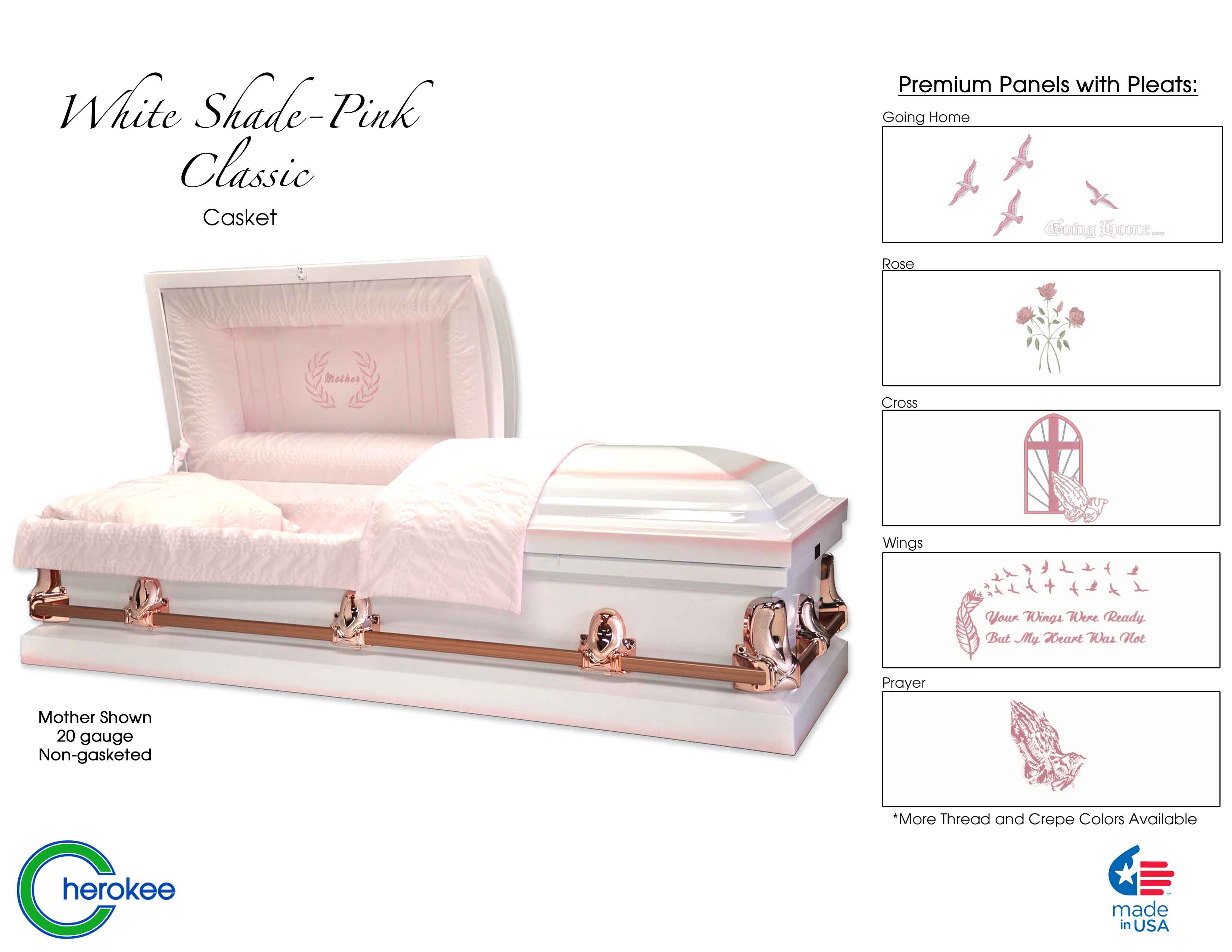 White-Shade Pink Classic - Cherokee Adult Caskets