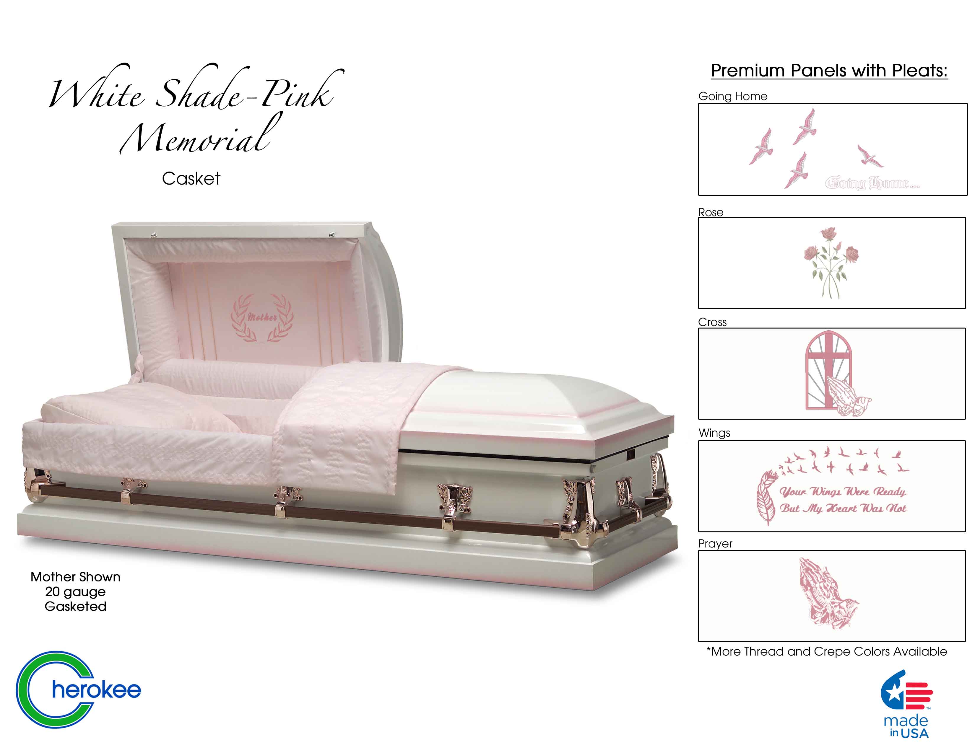 White- Shade Pink Memorial - Cherokee Adult Caskets