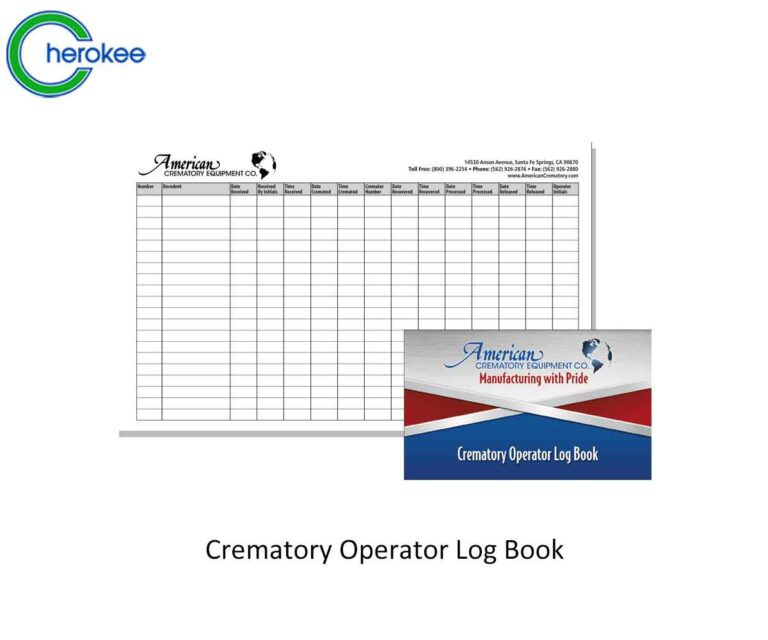 Crematory Operator Log Book - Cherokee Adult Caskets
